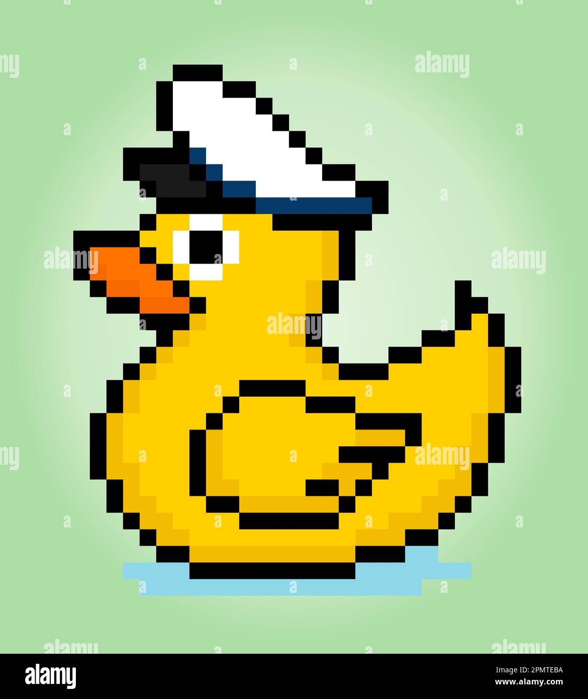 8-bit duck wearing captain hat pixels. Animal game assets in vector illustrations Stock Vector ...
