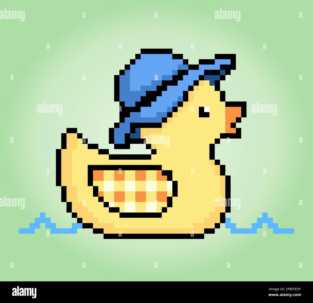 8-bit duck wearing hat pixels. Animal game assets in vector illustrations Stock Vector Image ...