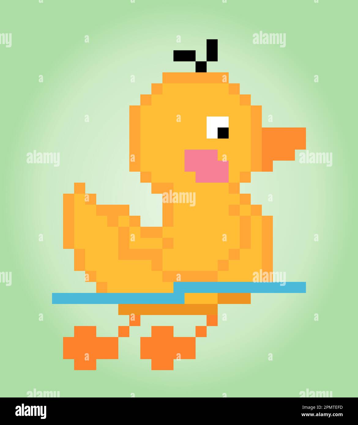 8-bit duck pixels are swimming. Animal game assets in vector illustrations Stock Vector Image ...