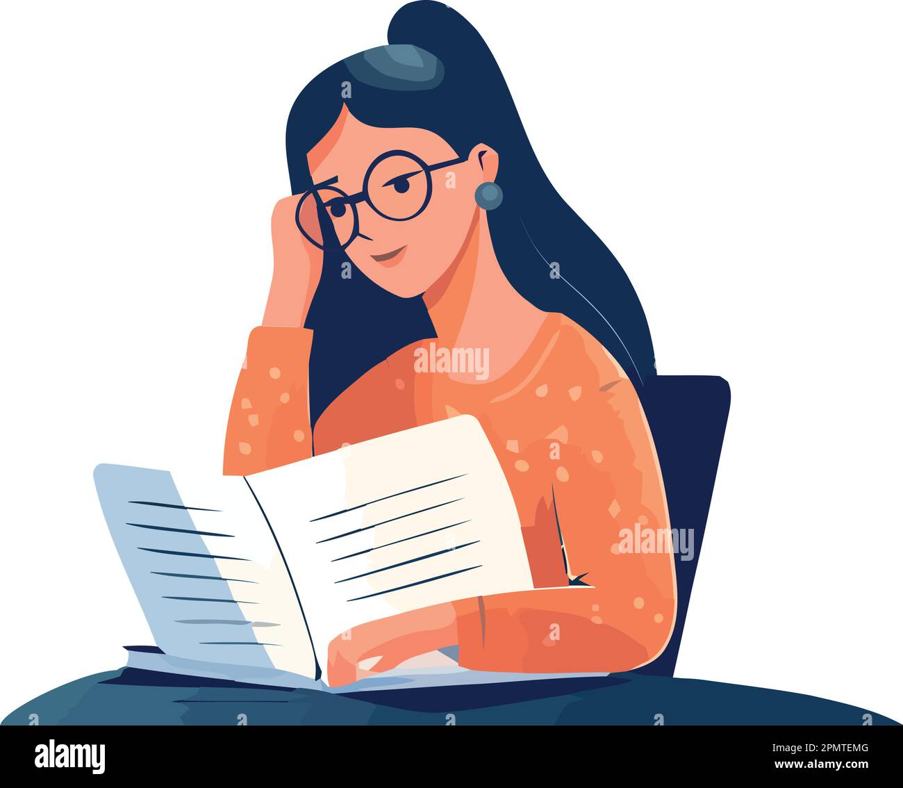 student reading textbook, smiling with success Stock Vector Image & Art ...