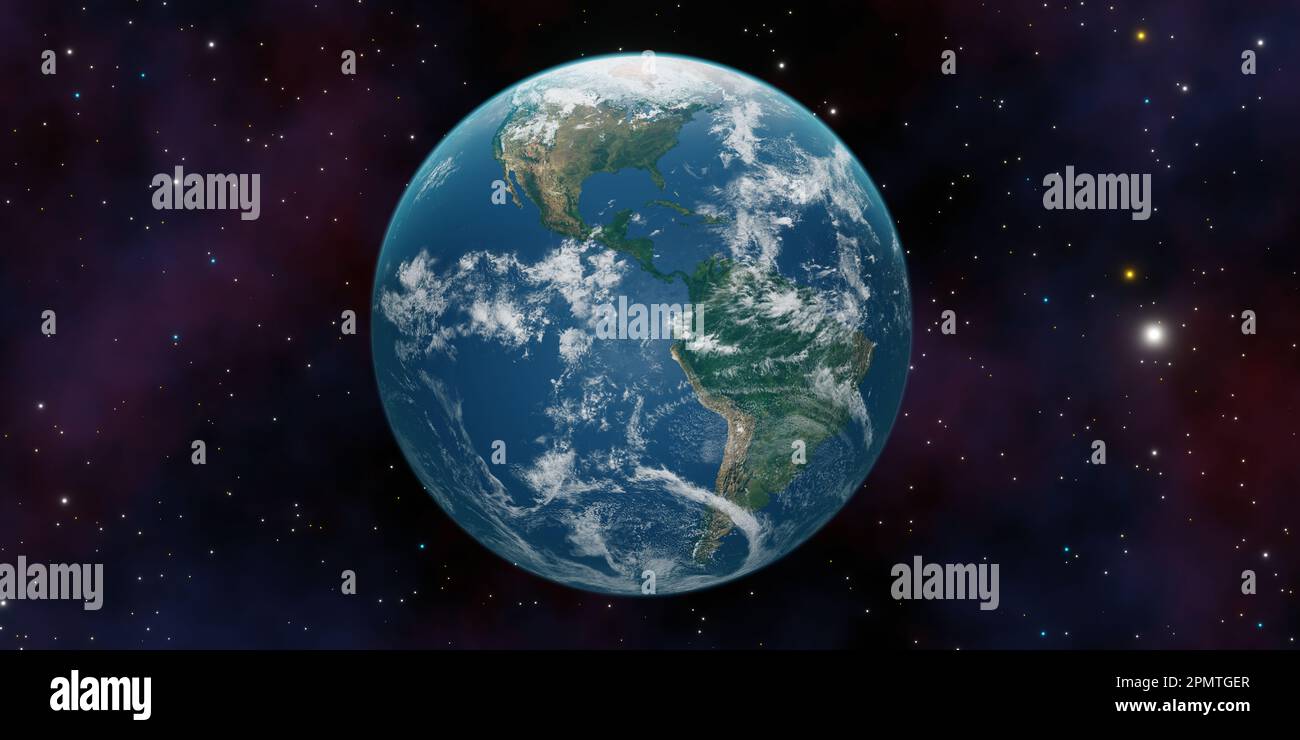 World planet satellite, Stars, nebula and galaxy 3d render. Concept of ...