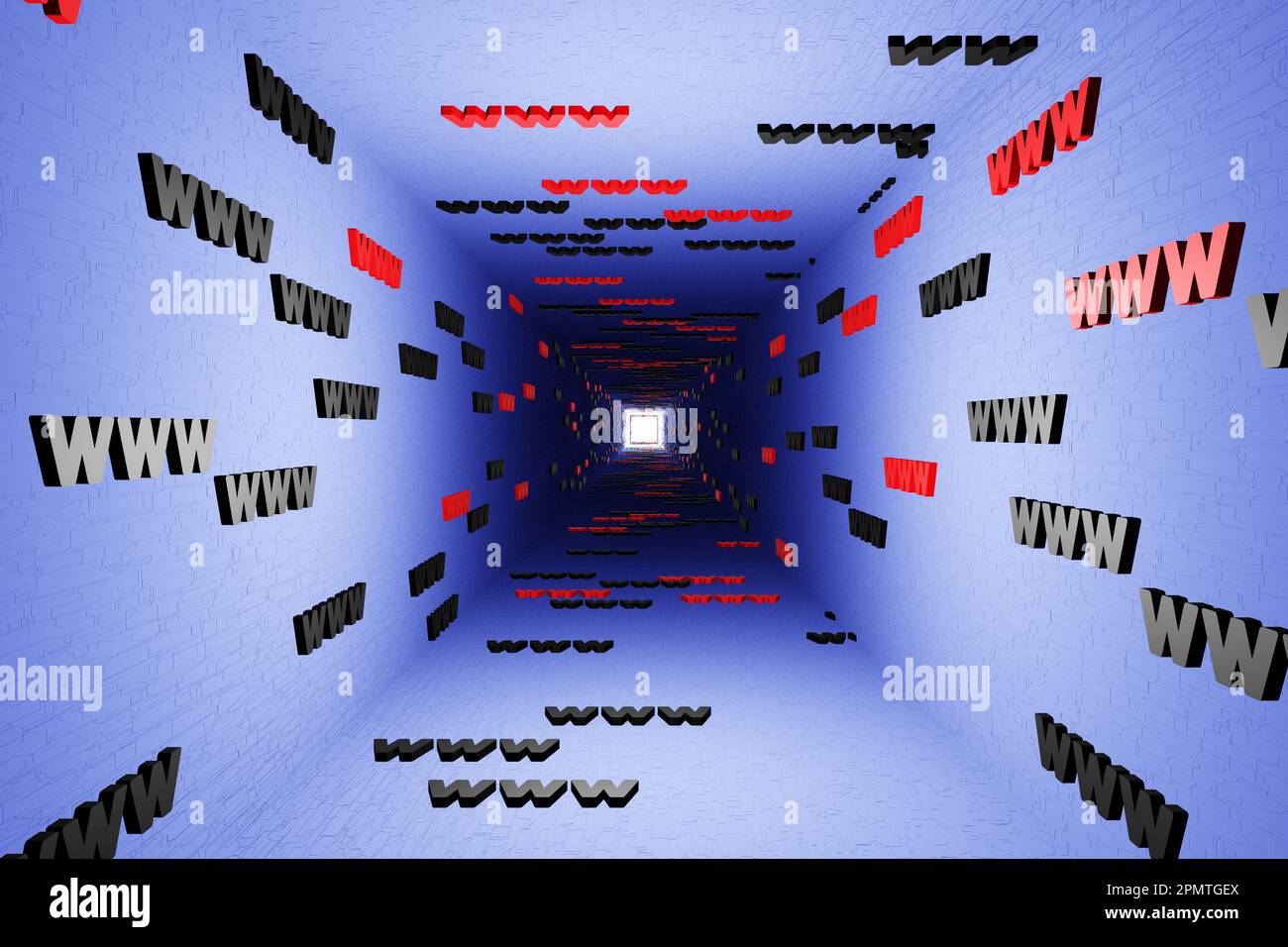 WWW symbols sign in blue tunnel background 3d render. Hypertext ...