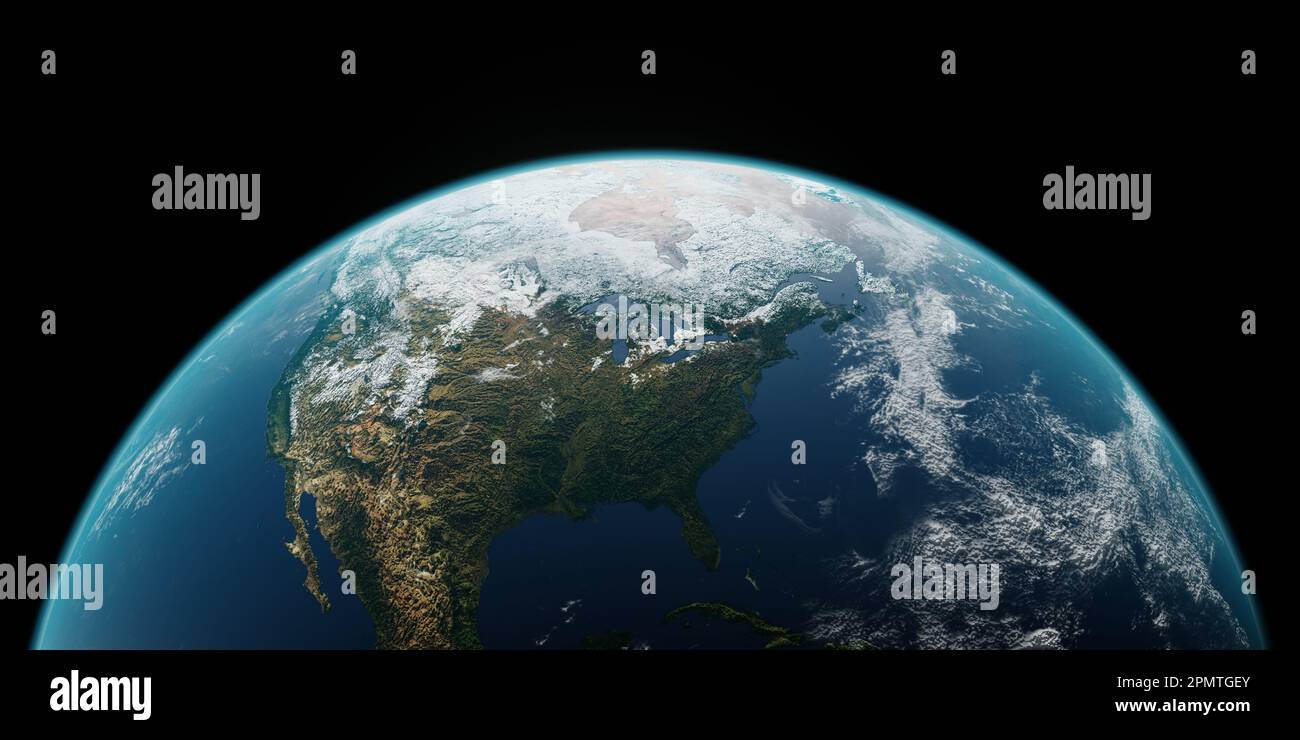 Beautiful earth on black background planet 3d render. Concept of ...