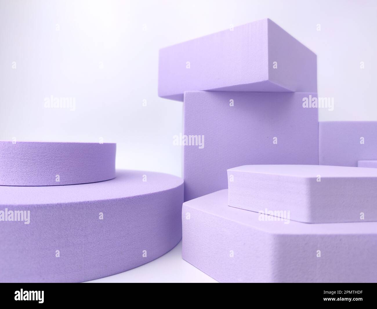 Purple violet podiums minimal product display set on white background ...