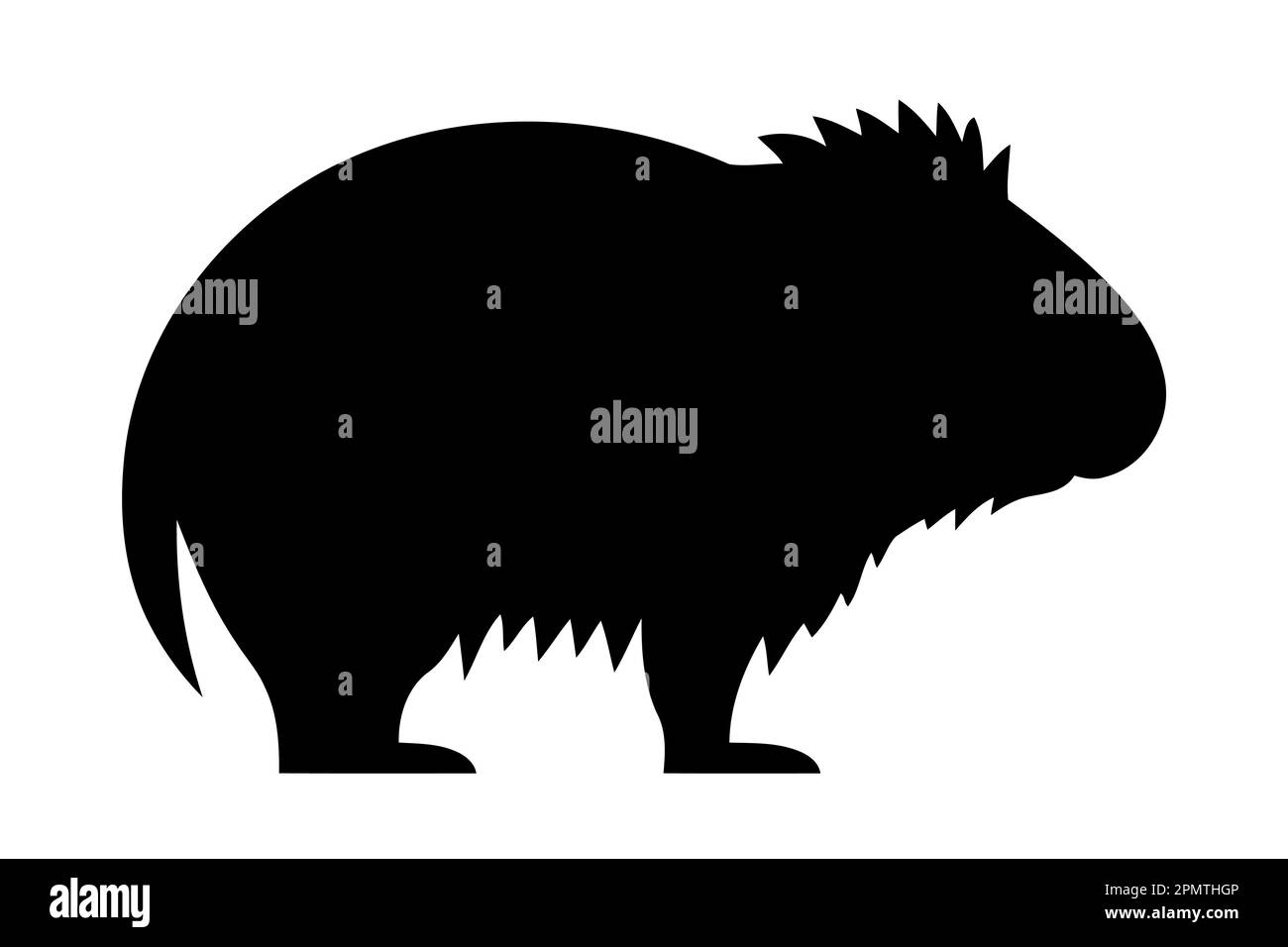 animal mammal capybara body in black and white minimalistic vector ...