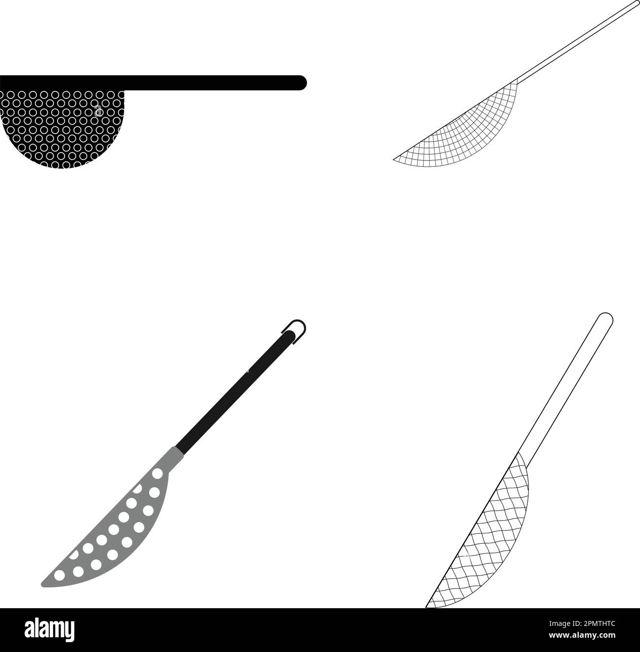 Colander Icon, Kitchen Cullender Utensil Icon Vector Art Illustration ...
