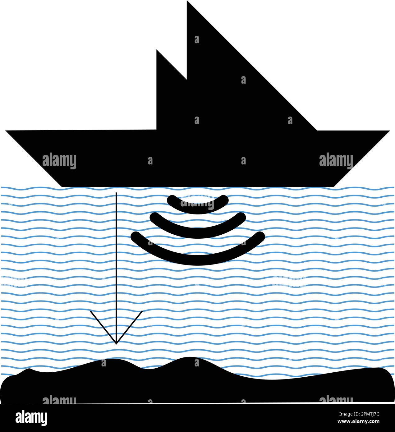 Water Depth Icon, Measure The Depth Of Shallow Waters Vector Art ...