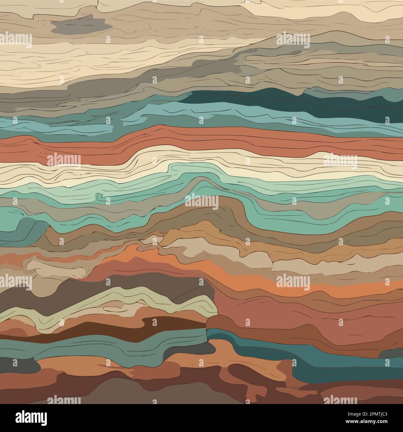 Colorful conceptual illustration to illustrate geology theme rocky soil ...