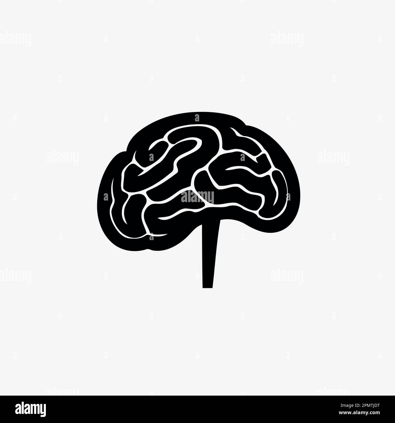 Black And White Human Brain Logo Minimalist Vector Illustration Stock Vector Image And Art Alamy