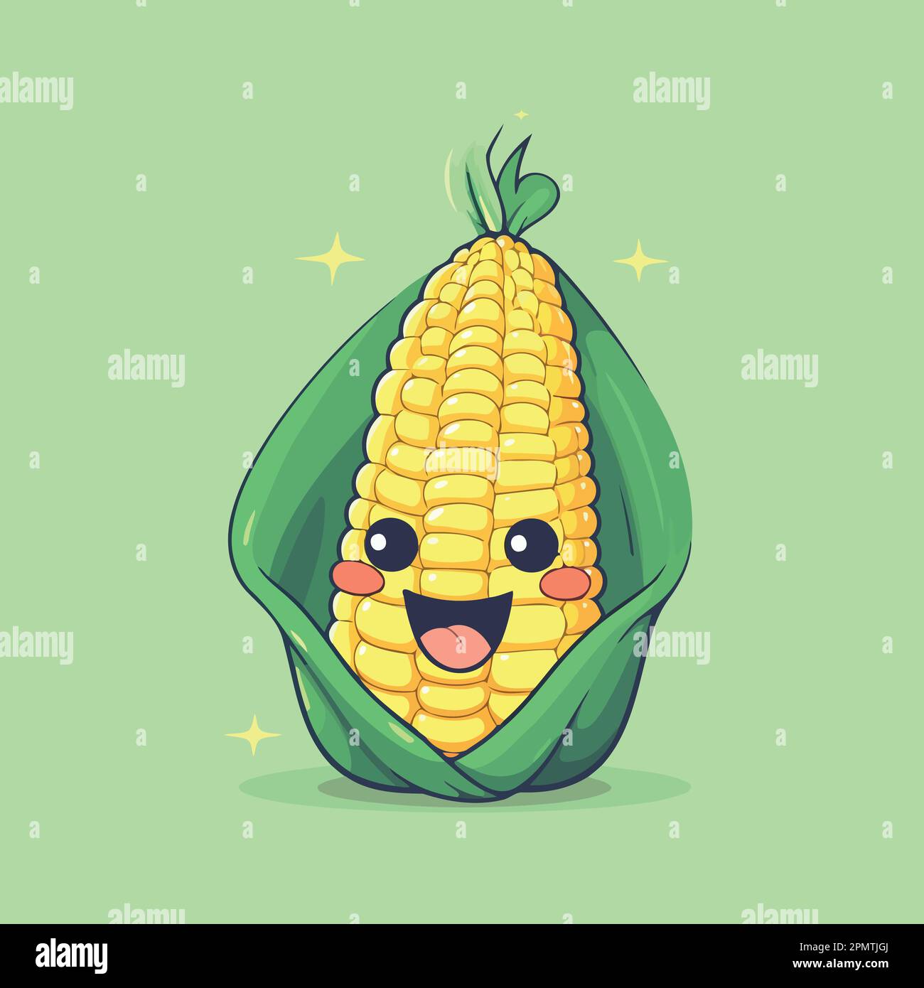 cute corn cob character happy smiling minimalist vector illustration ...