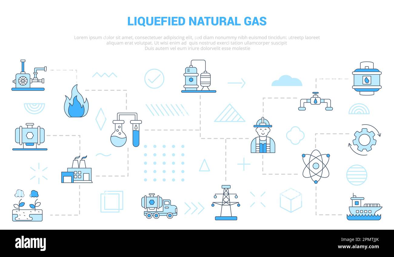 lng concept with icon set template banner with modern blue color style ...