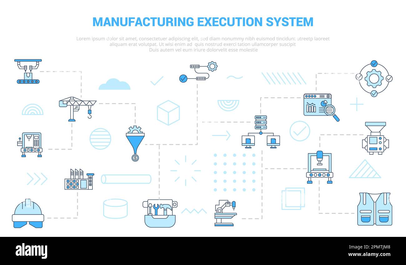 mes concept with icon set template banner with modern blue color style ...