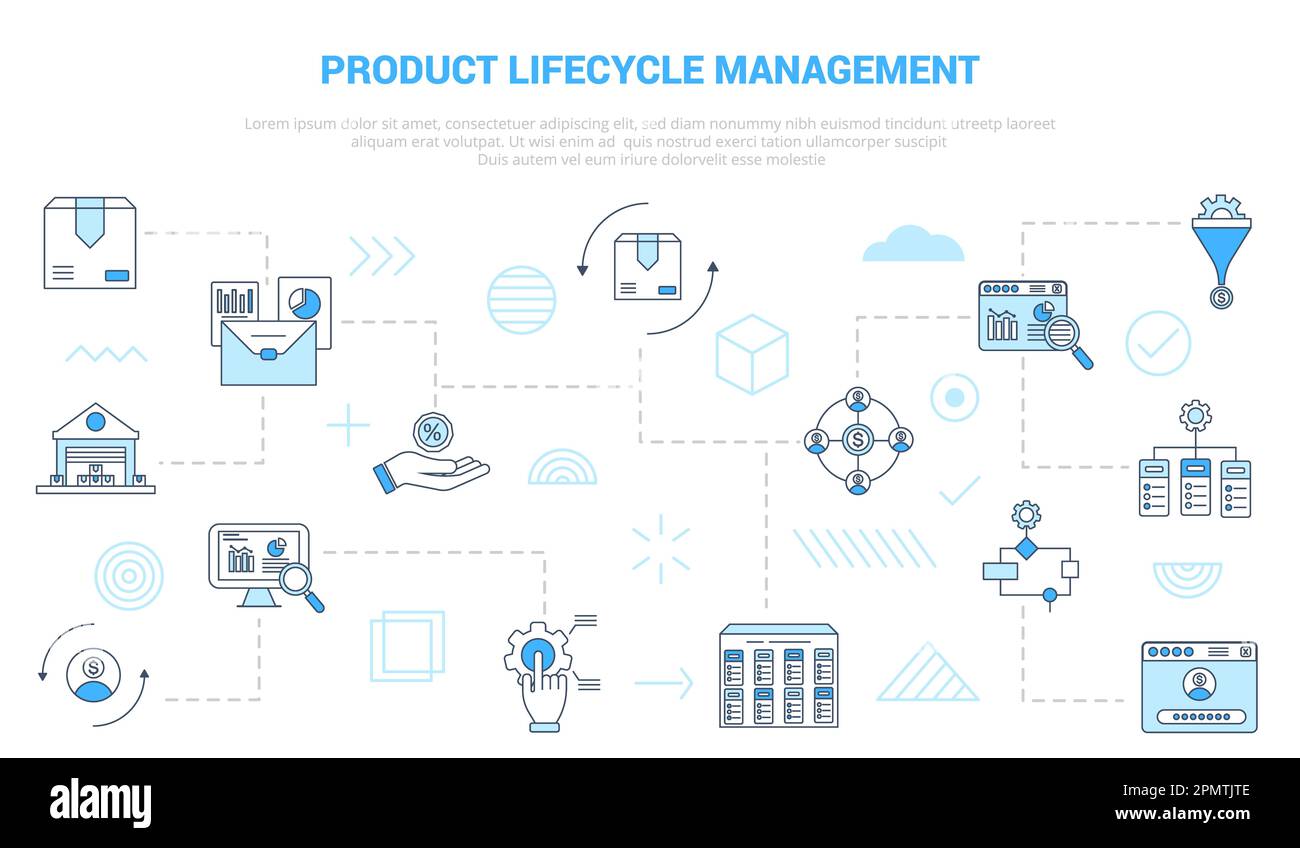 plm concept with icon set template banner with modern blue color style ...