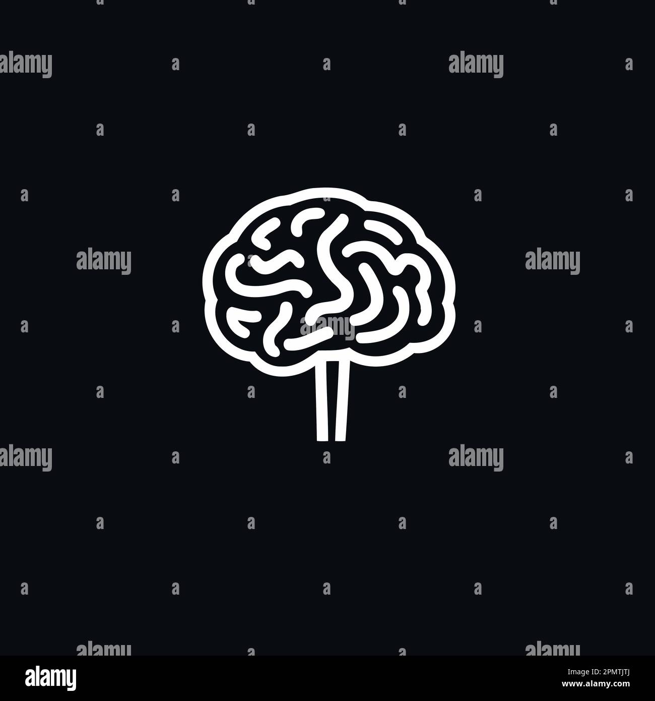 black and white human brain logo minimalist vector illustration Stock ...