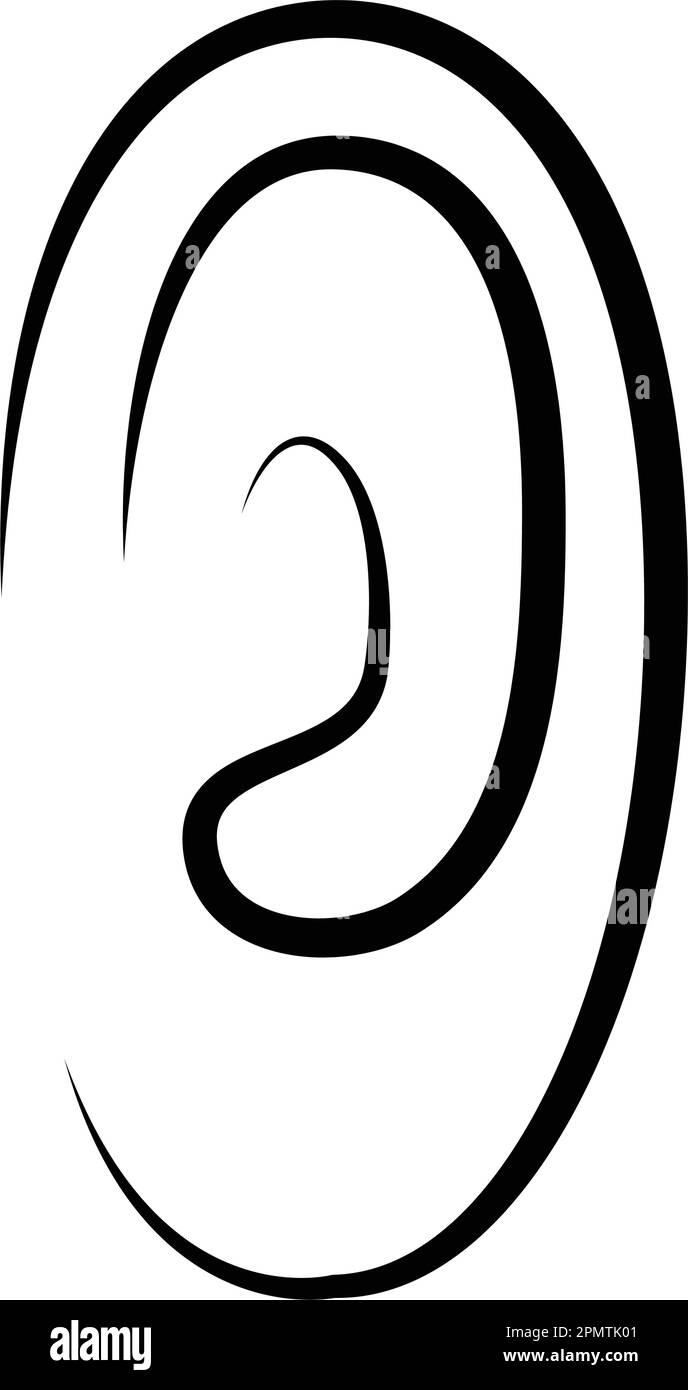 Ear vector icon, hearing symbol. Simple, flat design for web or mobile ...