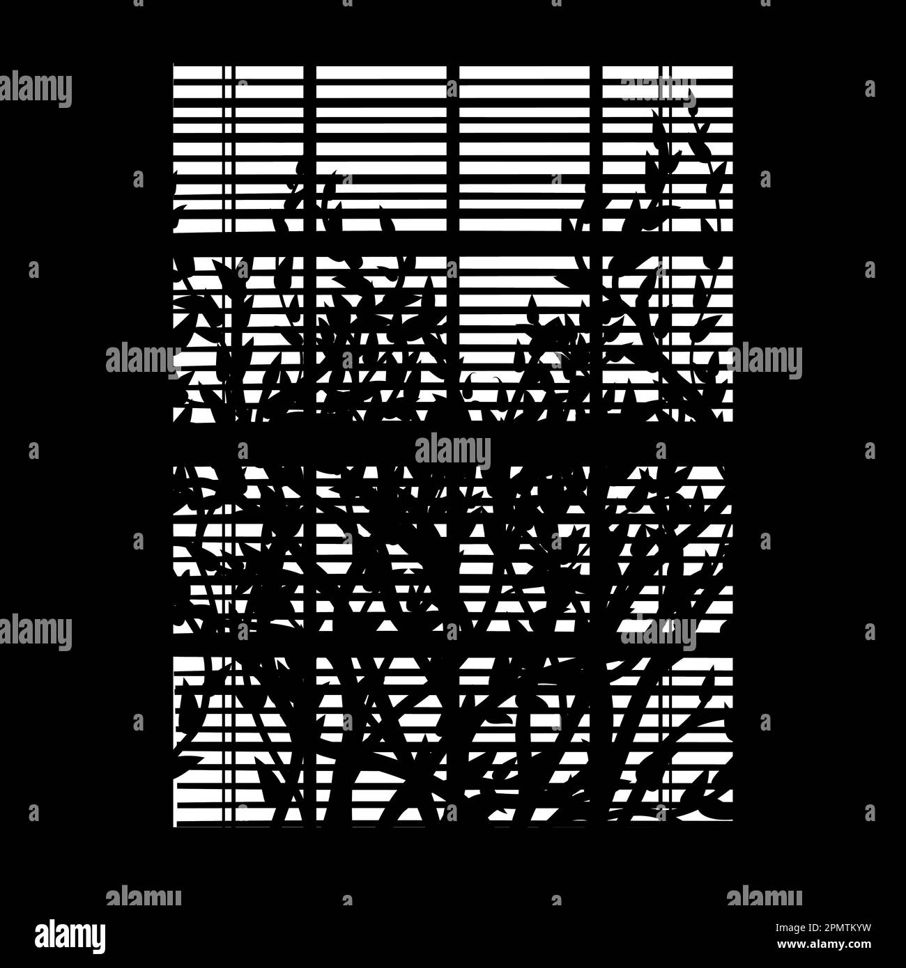 Silhouette of window and tree branches on black. Gobo mask for light ...