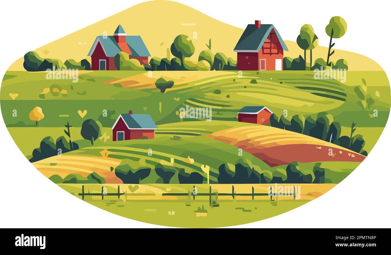 Village farmhouse mountain Stock Vector Images - Alamy