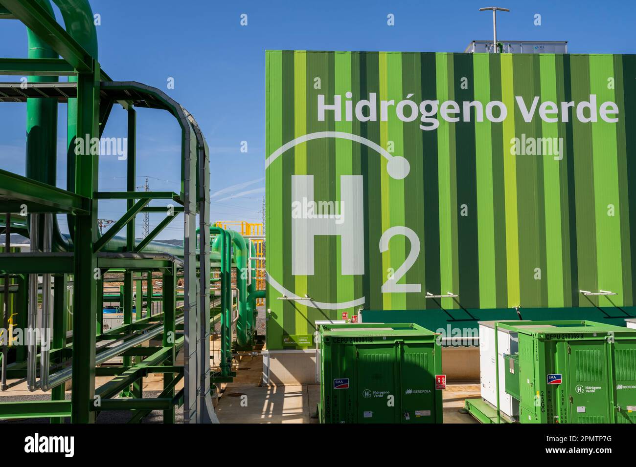 The Iberdrola green hydrogen plant sits in Puertollano, central Spain ...