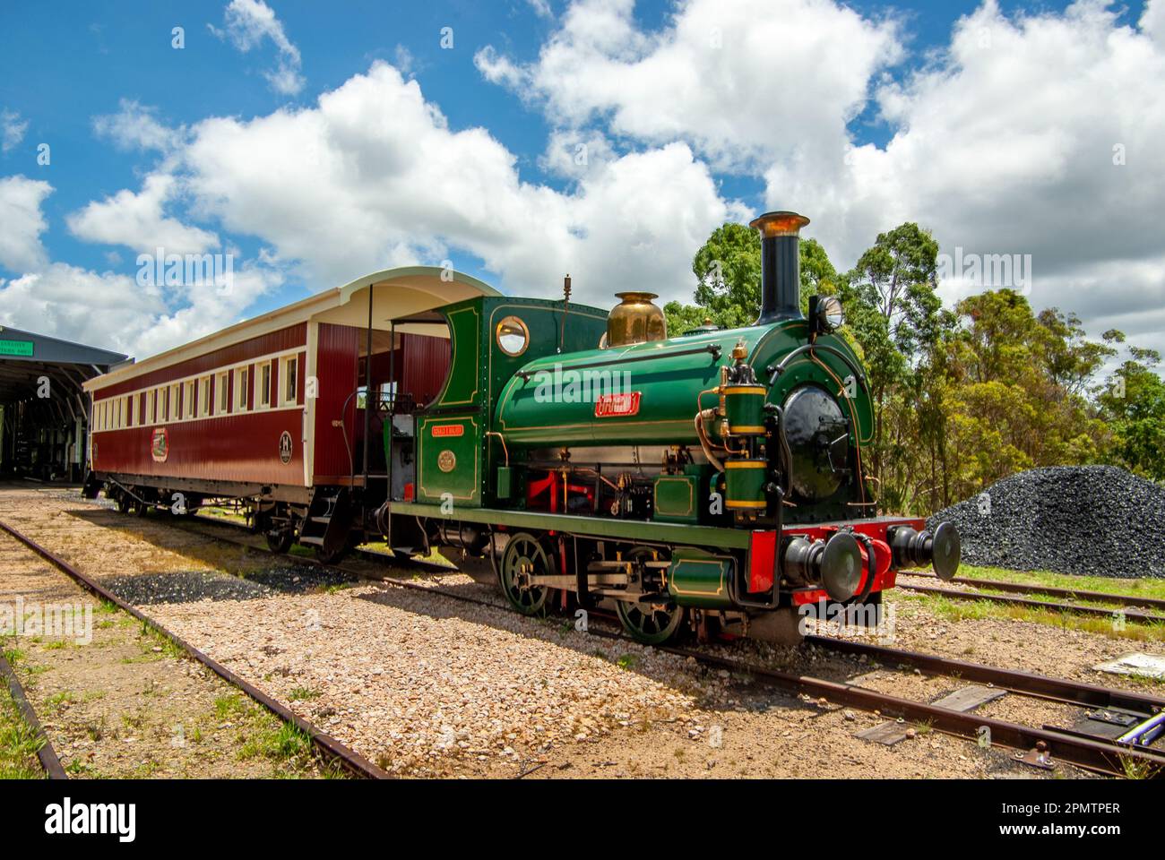 Steam Engine 1905 Peckett plus 1913 Wooden Carriage, Atherton Herberton ...