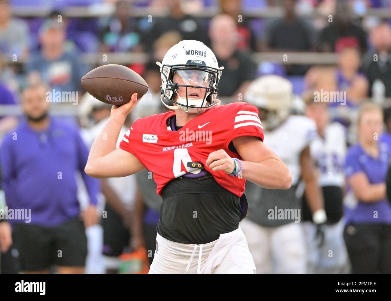Fort Worth, Texas, USA. 14th Apr, 2023. TCU Horned Frogs quarter back ...