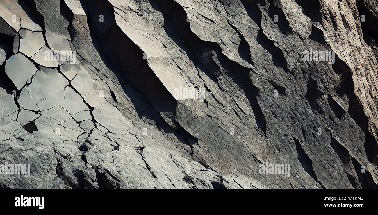 Cracks on the rock, close up, uneven surface of the mountain Stock ...