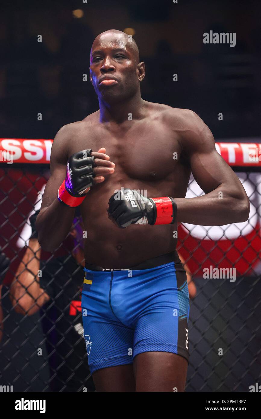 Las Vegas, NV, USA. 14th Apr, 2023. Welterweight Sadibou Sy inside the ...