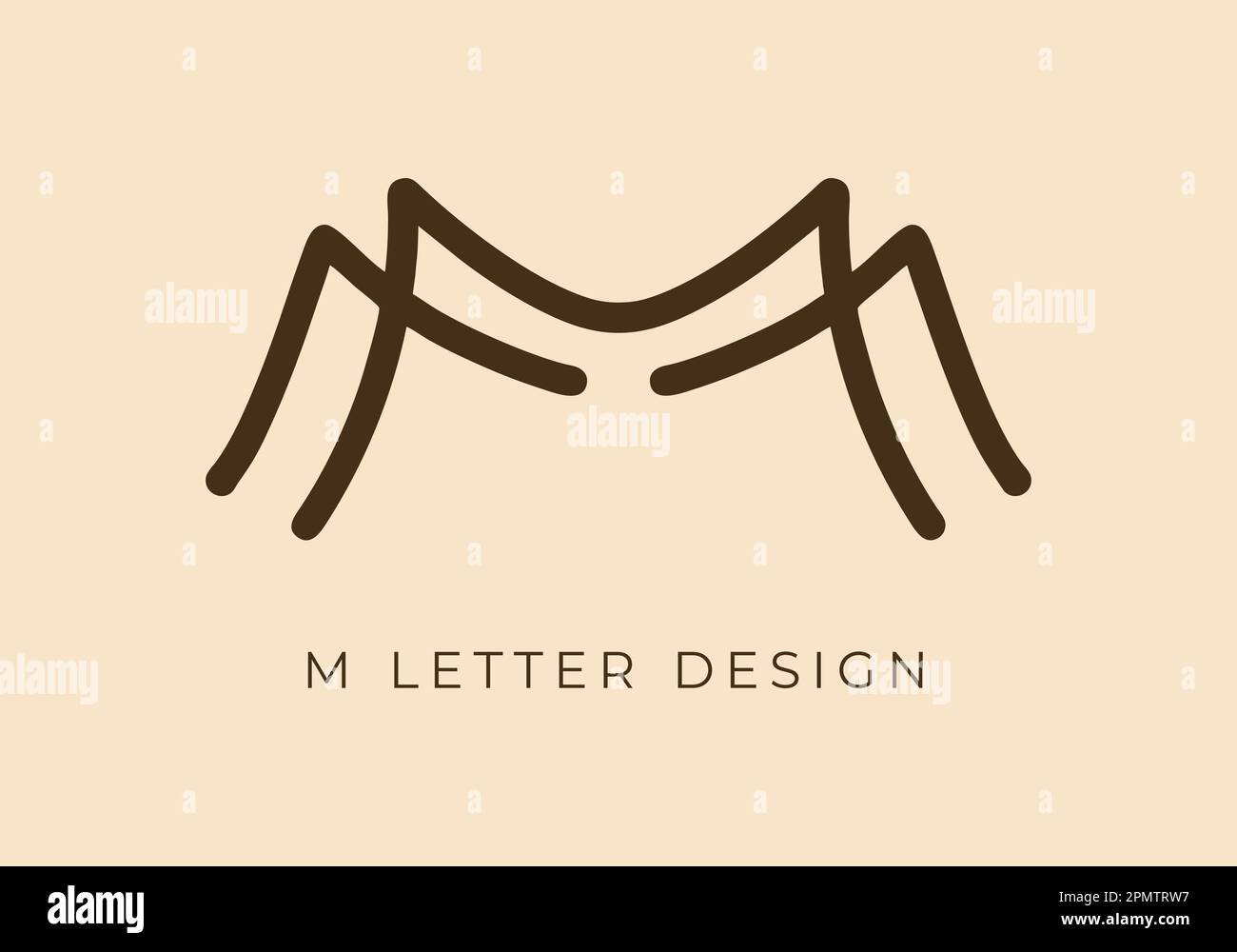 Unique Mono line in mono color design of M initial letter Stock Vector ...