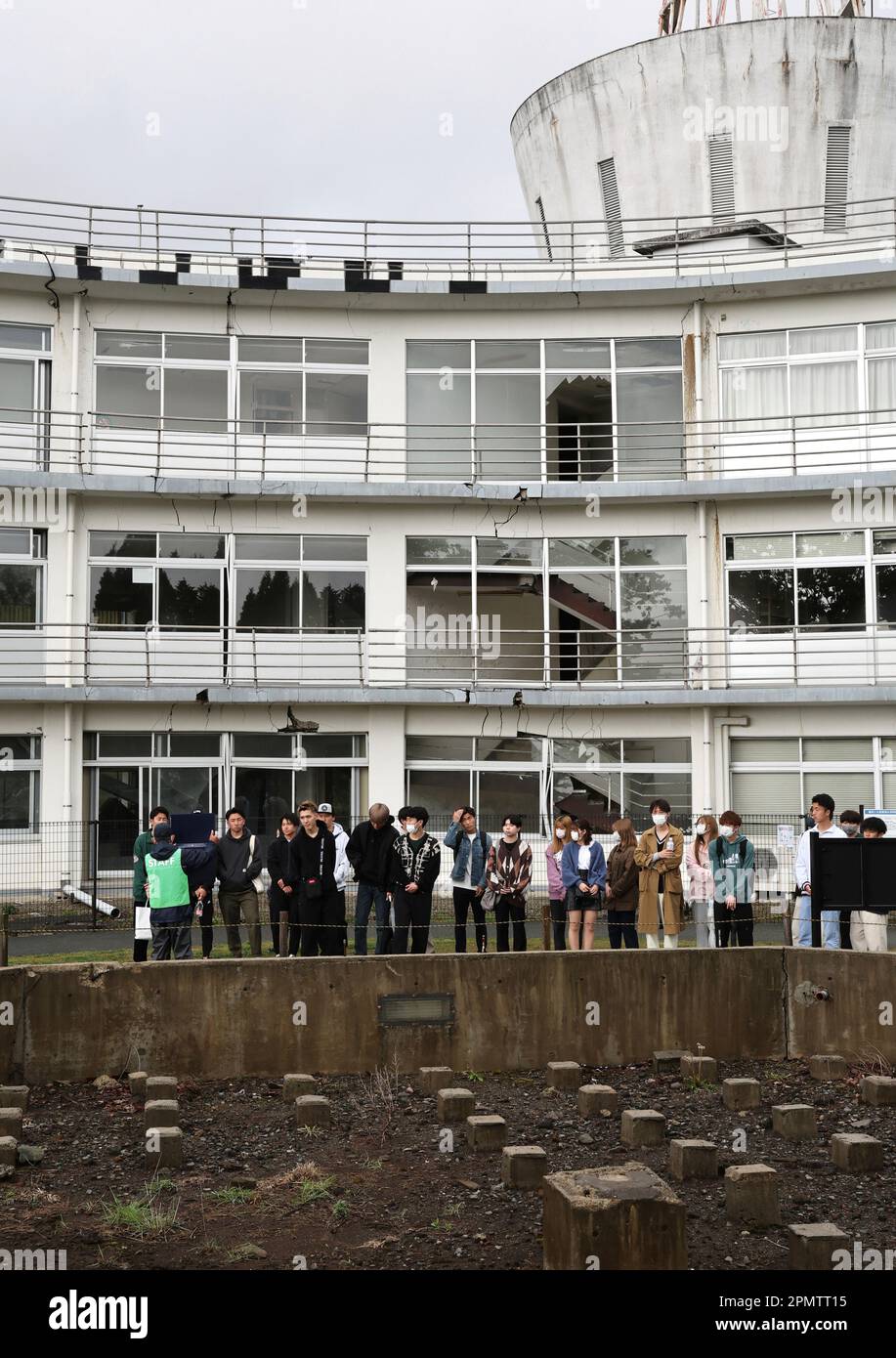 Freshmen of Tokai University visit its former Aso Campus in Minami Aso ...