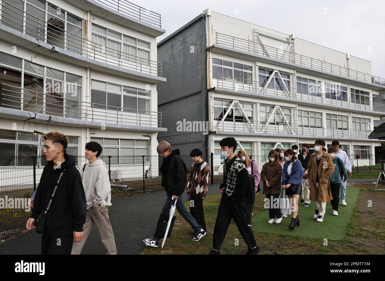 Freshmen of Tokai University visit its former Aso Campus in Minami Aso ...