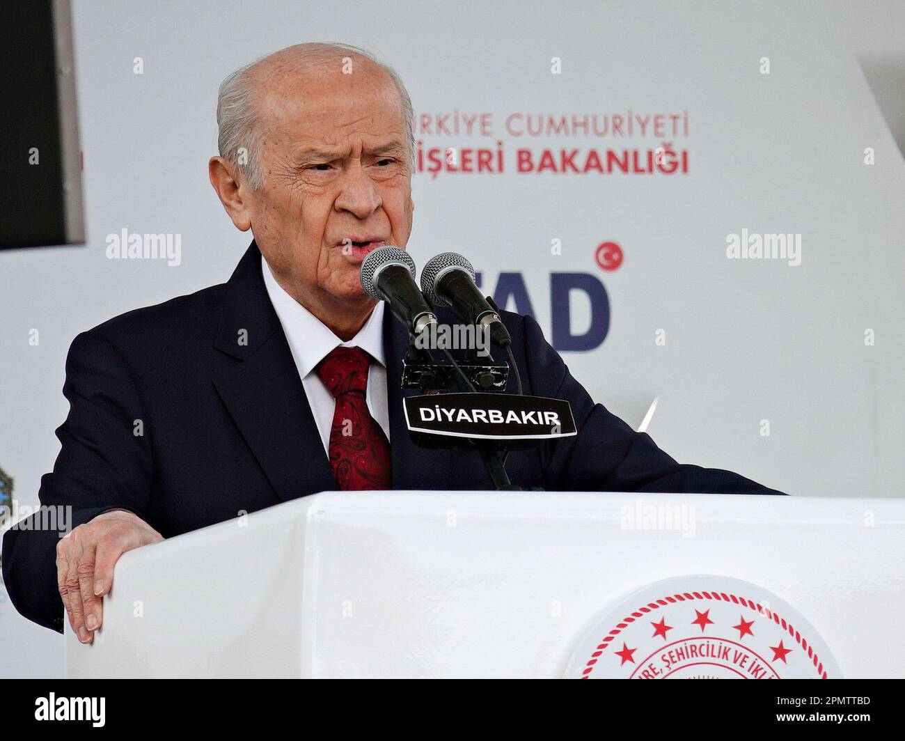 Nationalist Movement Party (MHP) Leader Devlet Bahceli, speaking at the ...