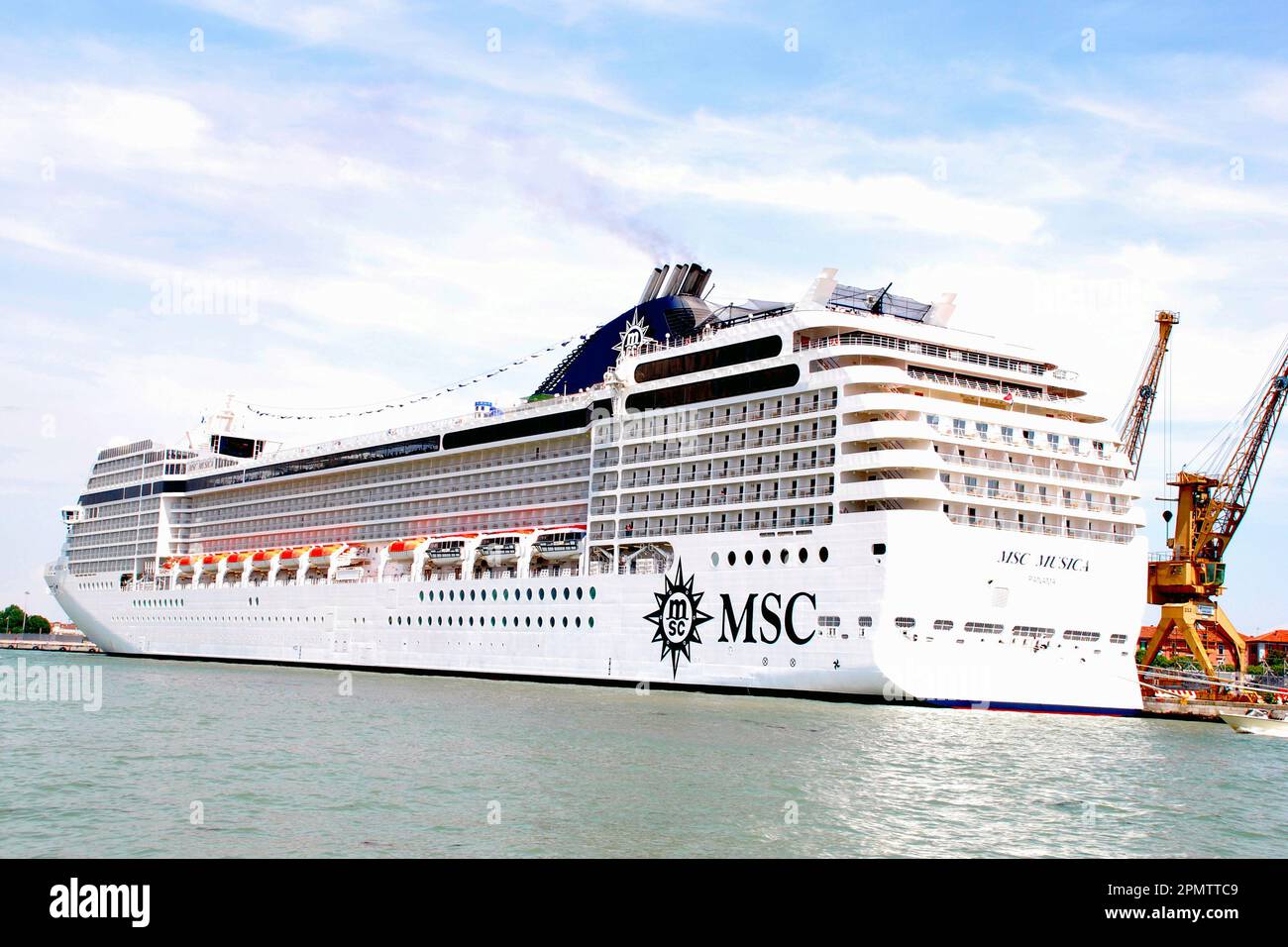 Large modern passenger cruise ship sailing into Venice, Italy Stock ...