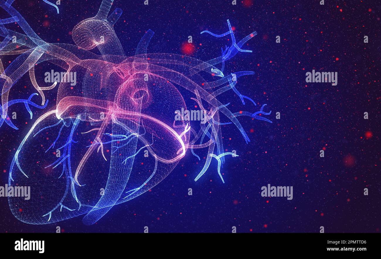 Heart. 3D human organ on background. Medicine concept with geometry ...