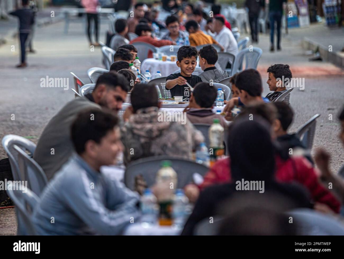 Gaza, Palestine. 14th Apr, 2023. Palestinian families have a collective ...