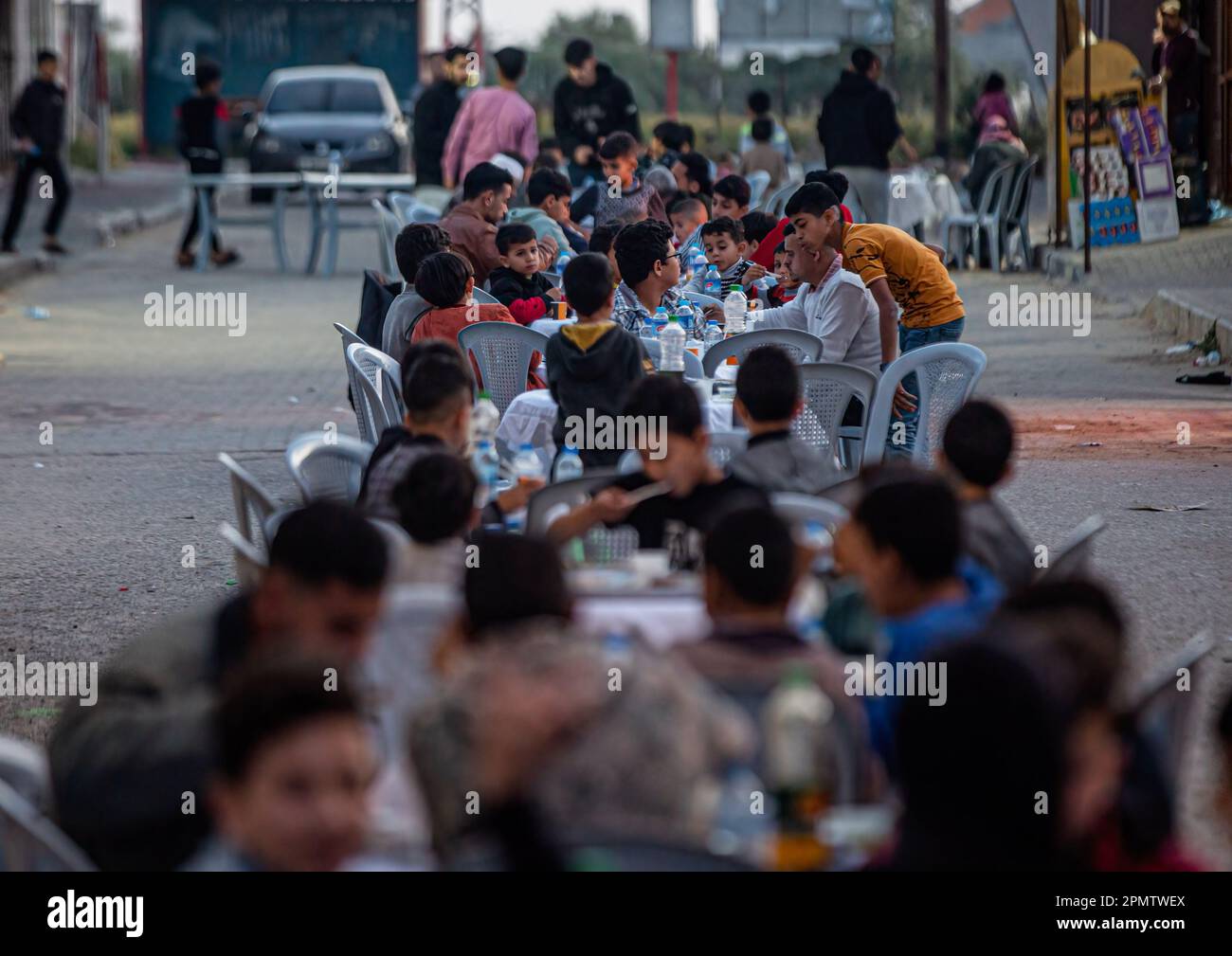 Gaza, Palestine. 14th Apr, 2023. Palestinian families have a collective ...