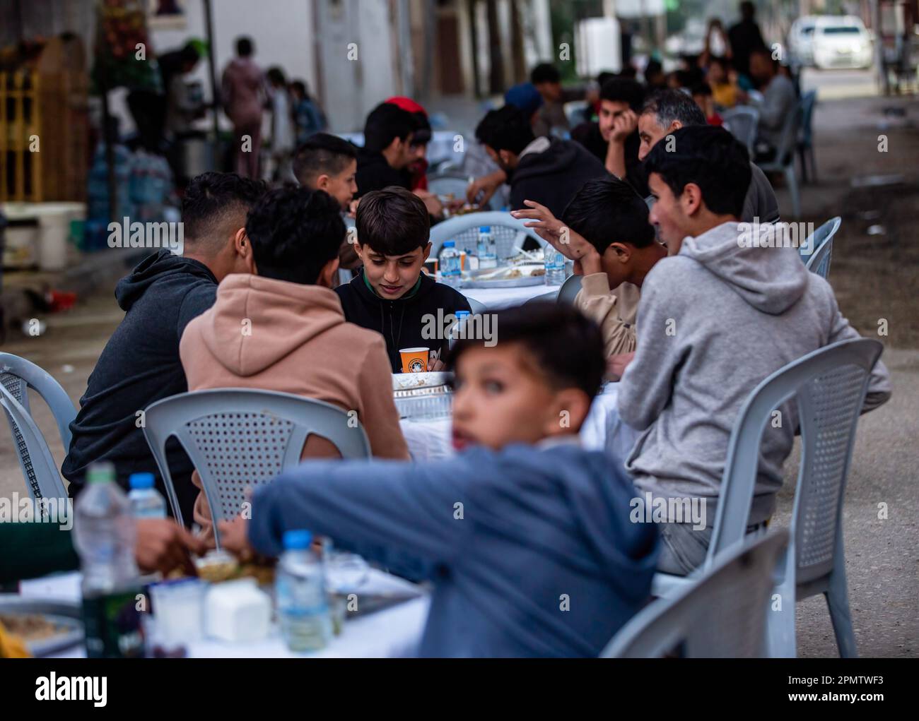 Gaza, Palestine. 14th Apr, 2023. Palestinian families have a collective ...