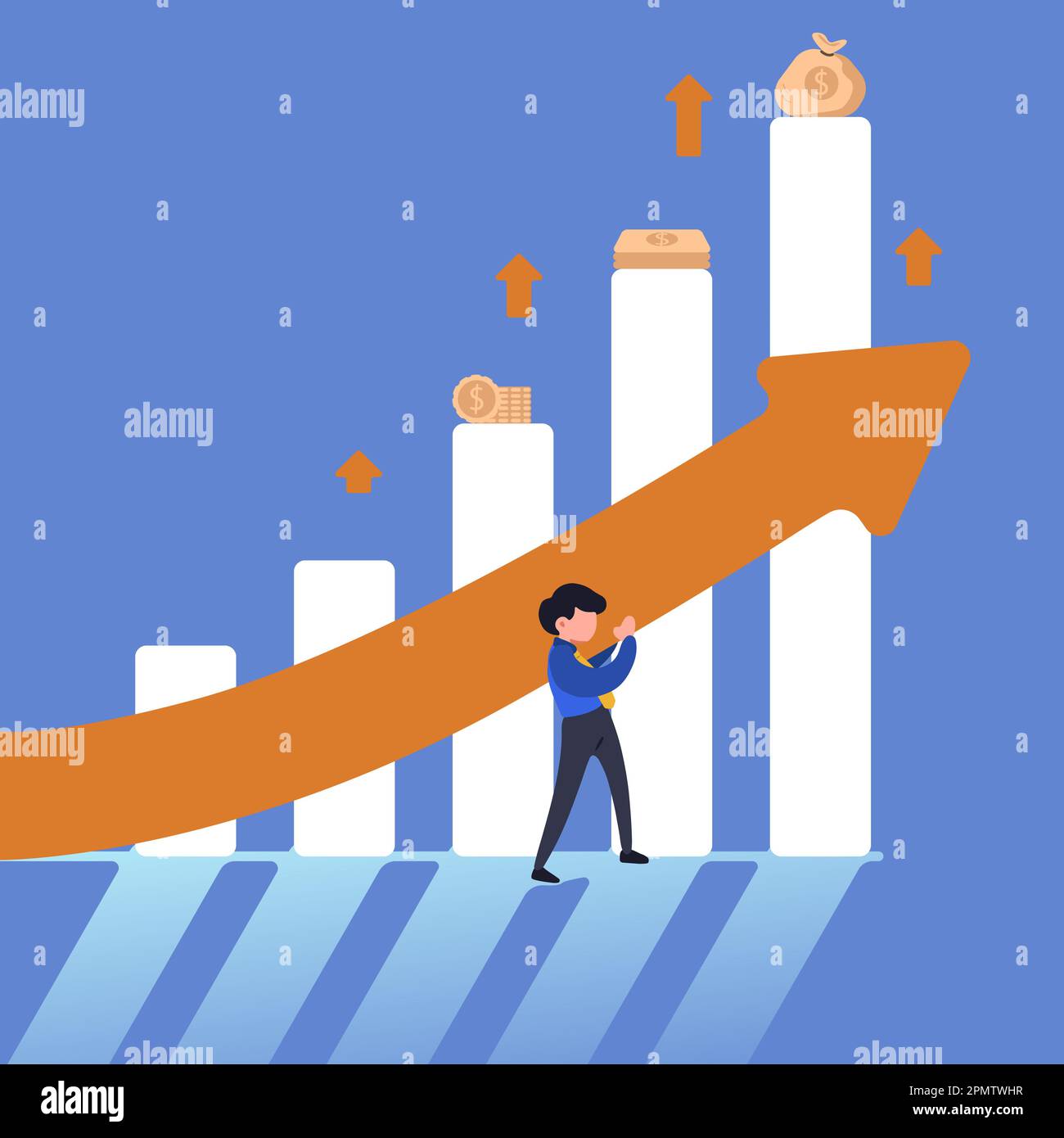 Business concept design businessman holding increasing graph arrow ...