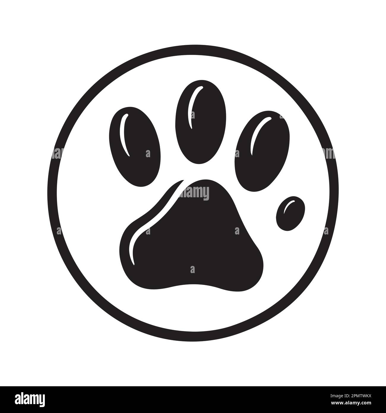 Simple Animal Paw Veterinarian Clinic or Vet Shop Icon. Black ...