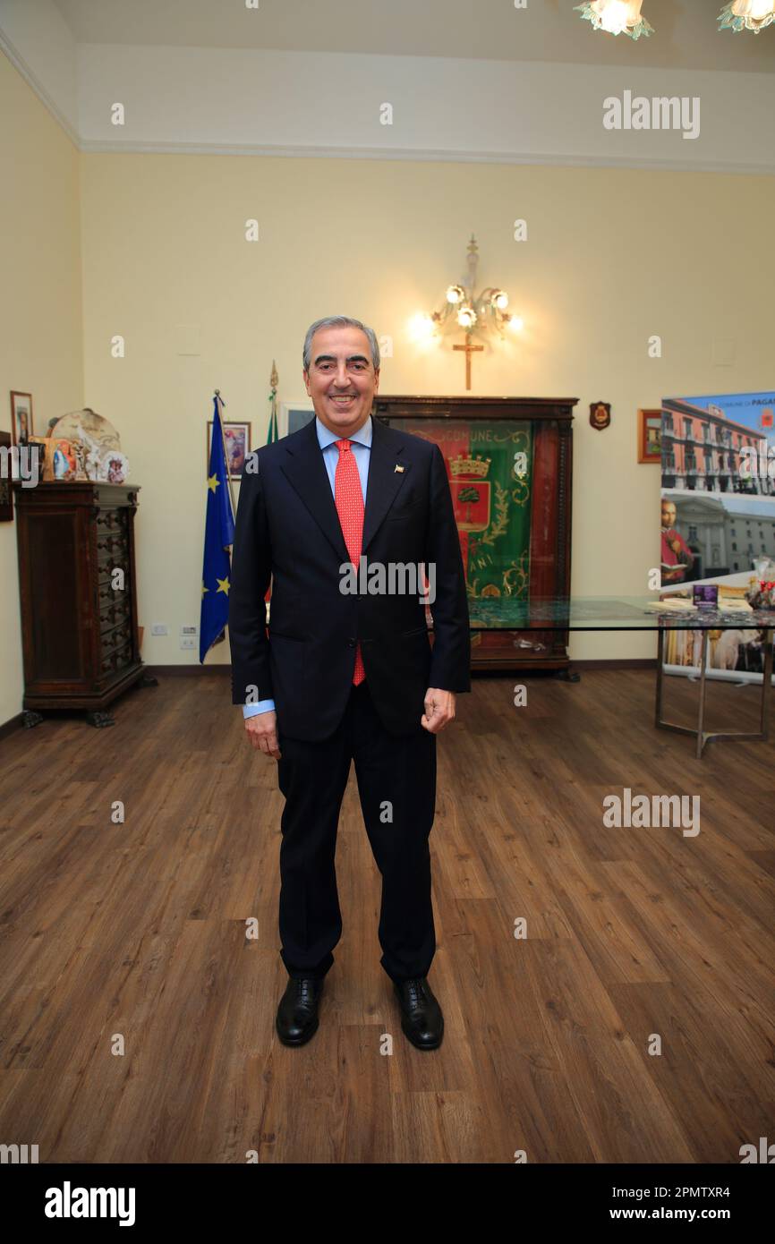 Pagani, Salerno, Italy - April 14, 2023 : Seen the Senator, Maurizio ...