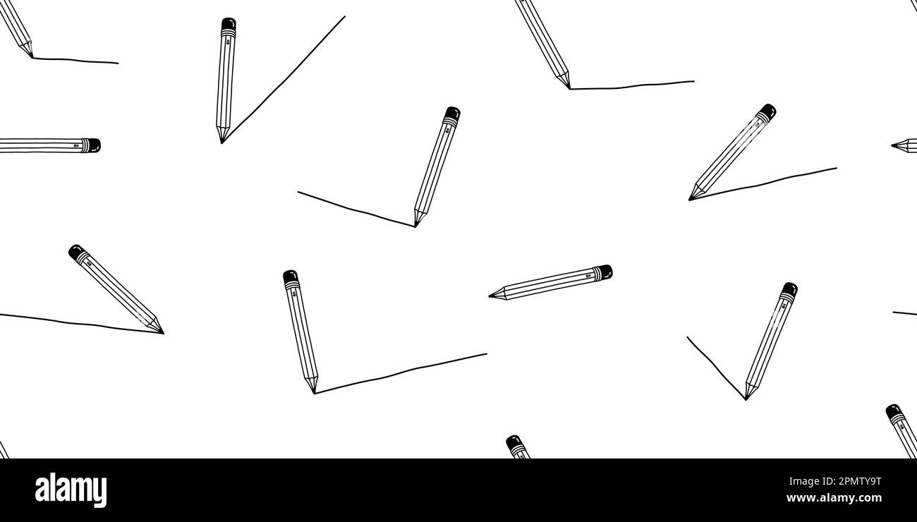 Pencil seamless pattern pen vector isolated wallpaper background white ...