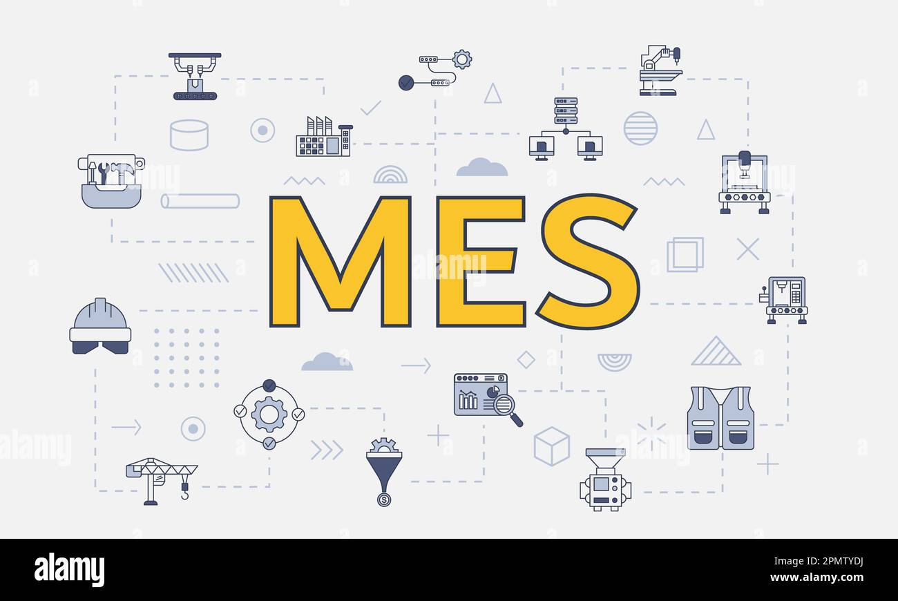 mes concept with icon set with big word or text on center vector Stock ...