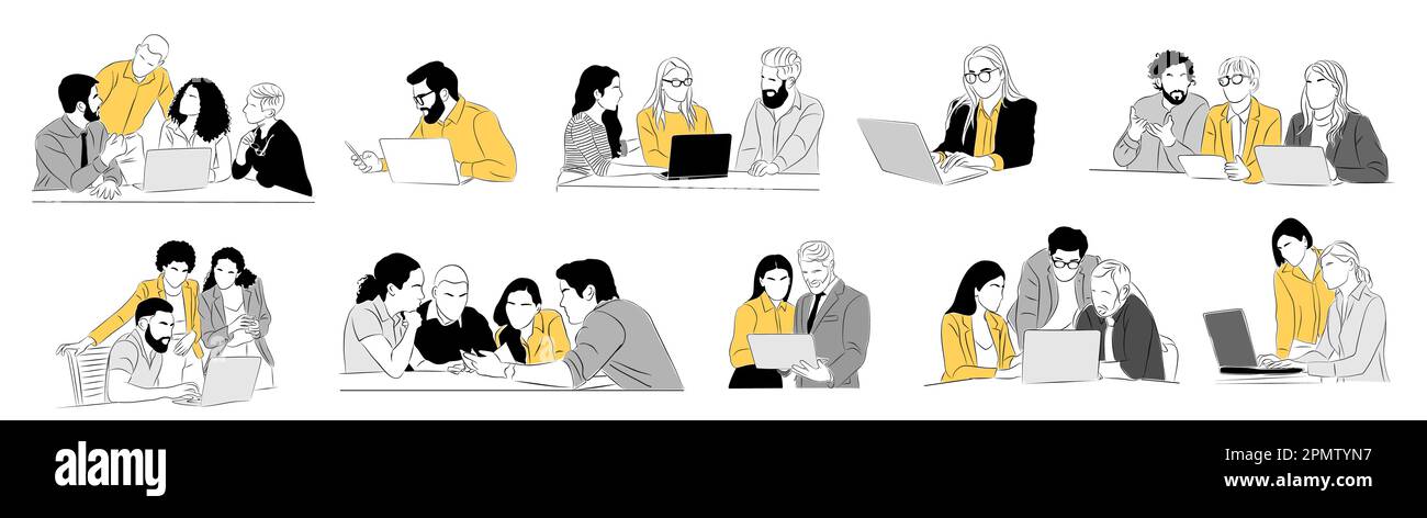 Business men and women working together vector Stock Vector Image & Art ...