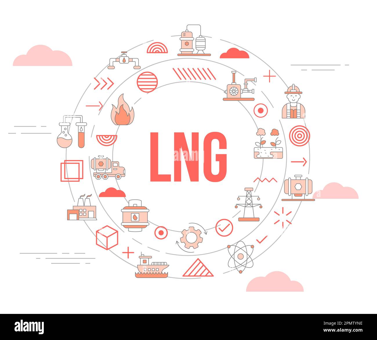 lng concept with icon set template banner and circle round shape vector Stock Photo - Alamy