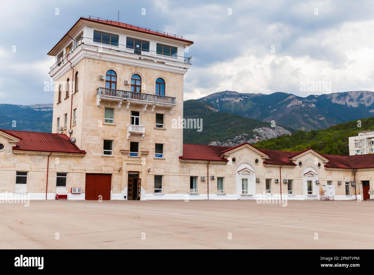 Massandra Winery exterior on a summer day. The winery was founded by ...