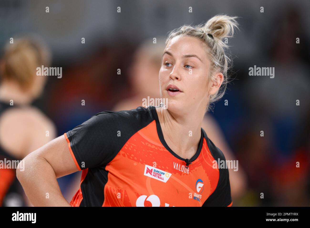 Jamie-Lee Price of the Giants warms up before the Super Netball Round 5 ...