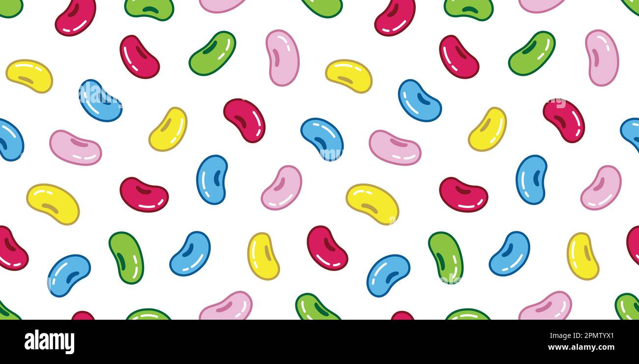Bean Jelly Bean Seamless Vector Pattern Wallpaper Candy Gummy Isolated Cartoon Background Stock