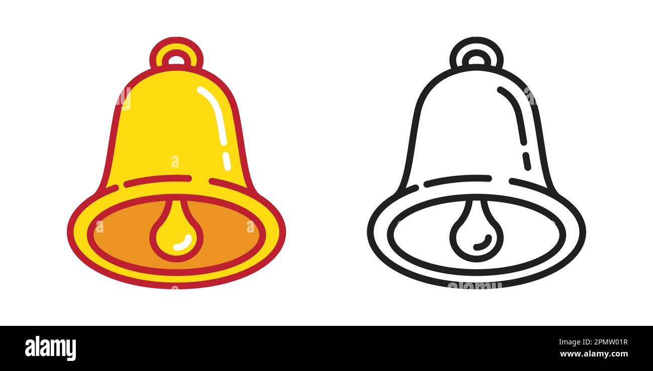 Bell vector icon illustration logo Gold ringing cartoon character Stock ...