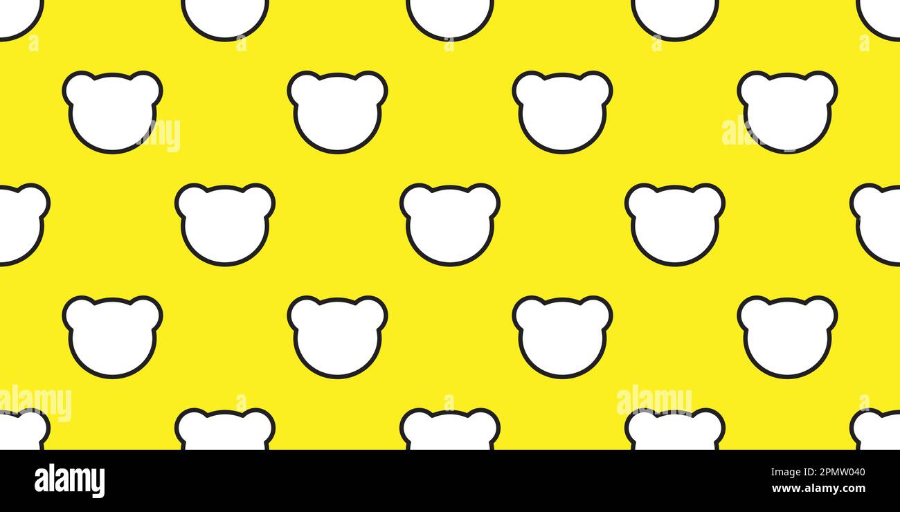 Bear Seamless Polar Bear Vector Pattern Grizzly Teddy Head Isolated Wallpaper Background Stock