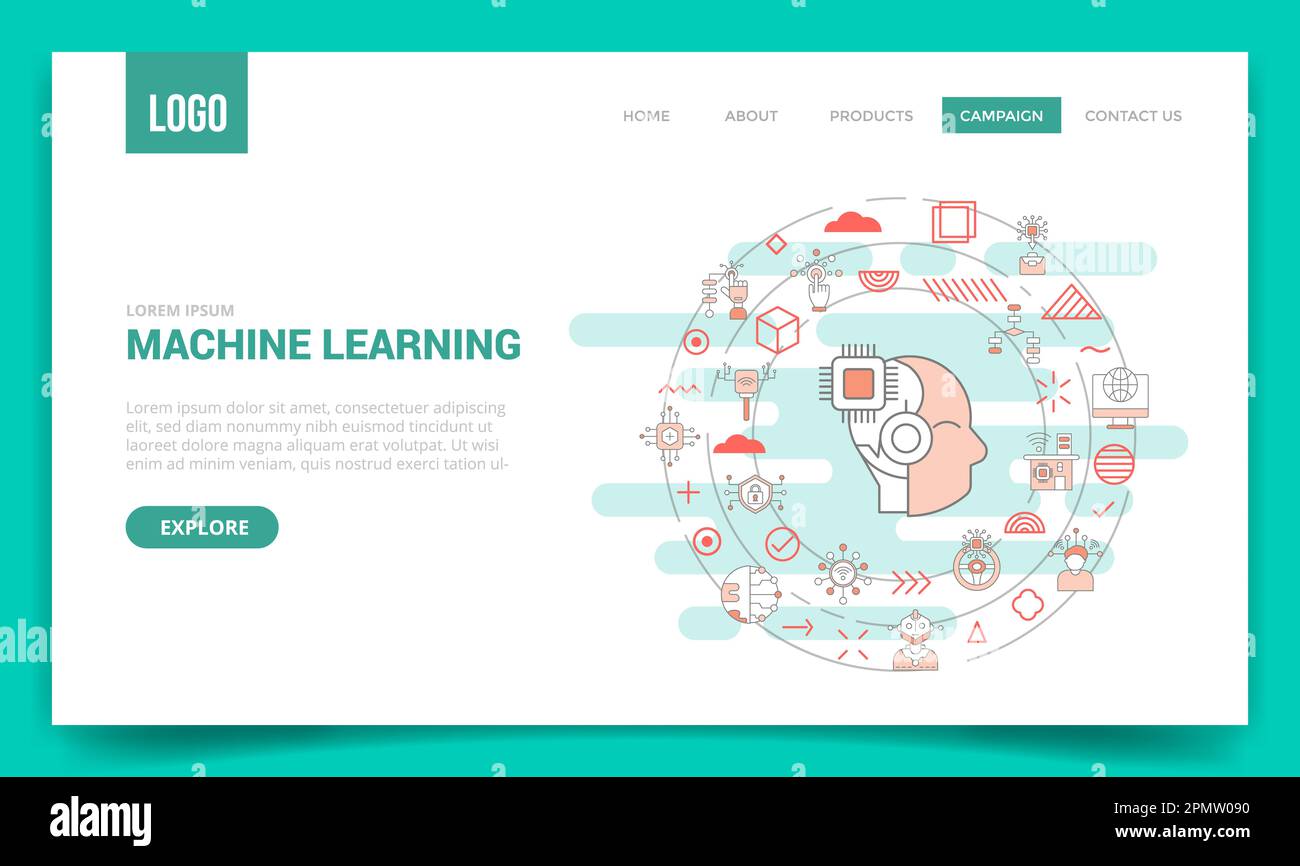 machine learning concept with circle icon for website template or ...