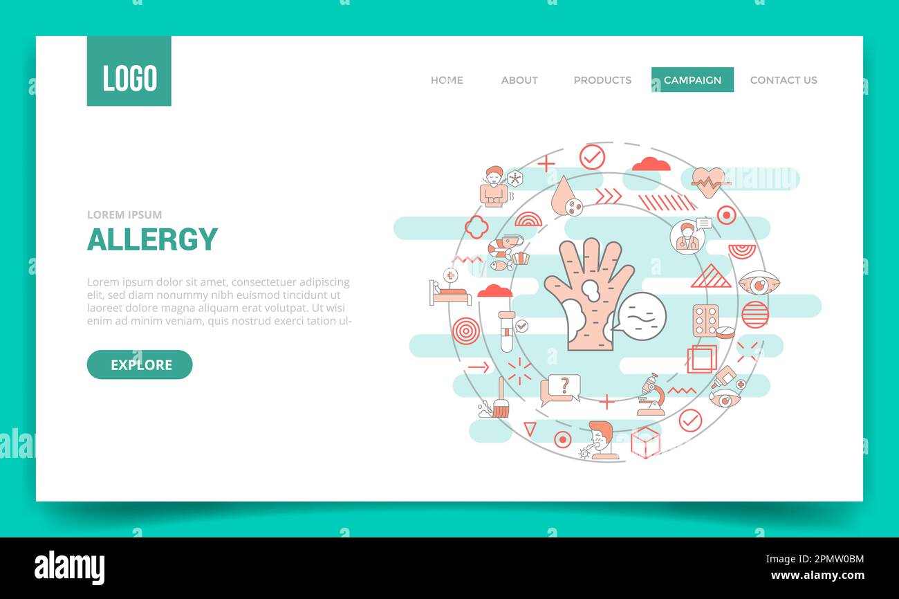 allergy concept with circle icon for website template or landing page ...