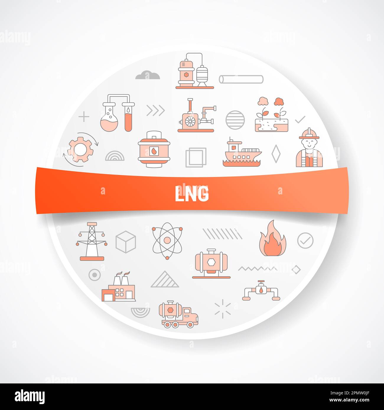 lng concept with icon concept with round or circle shape for badge ...